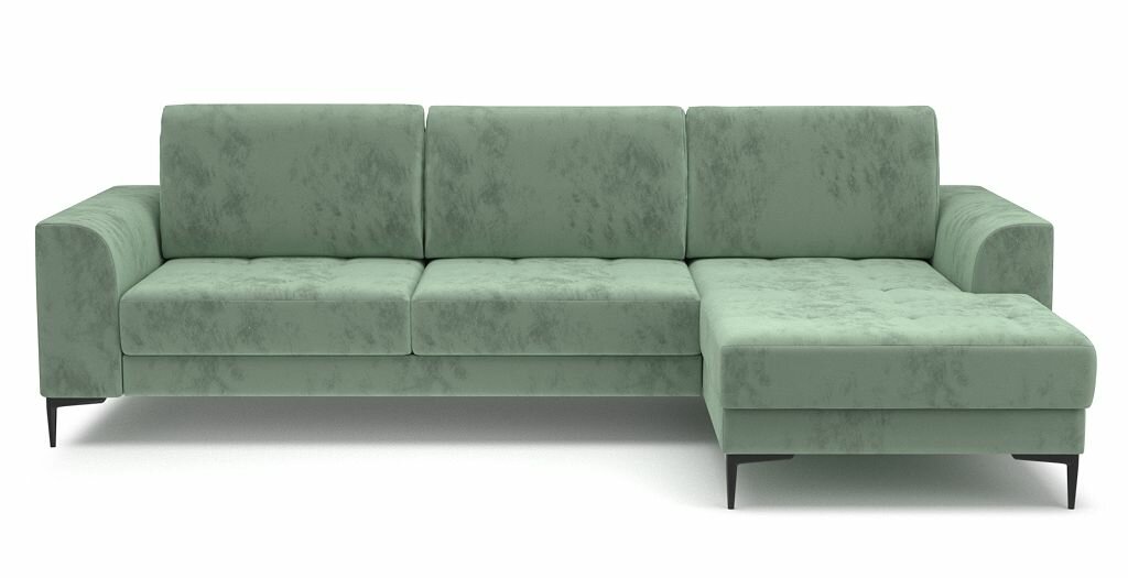 Угловой диван-кровать PUSHE раскладной Пьер 23, правый угол, велюр, зеленый Nebby 915