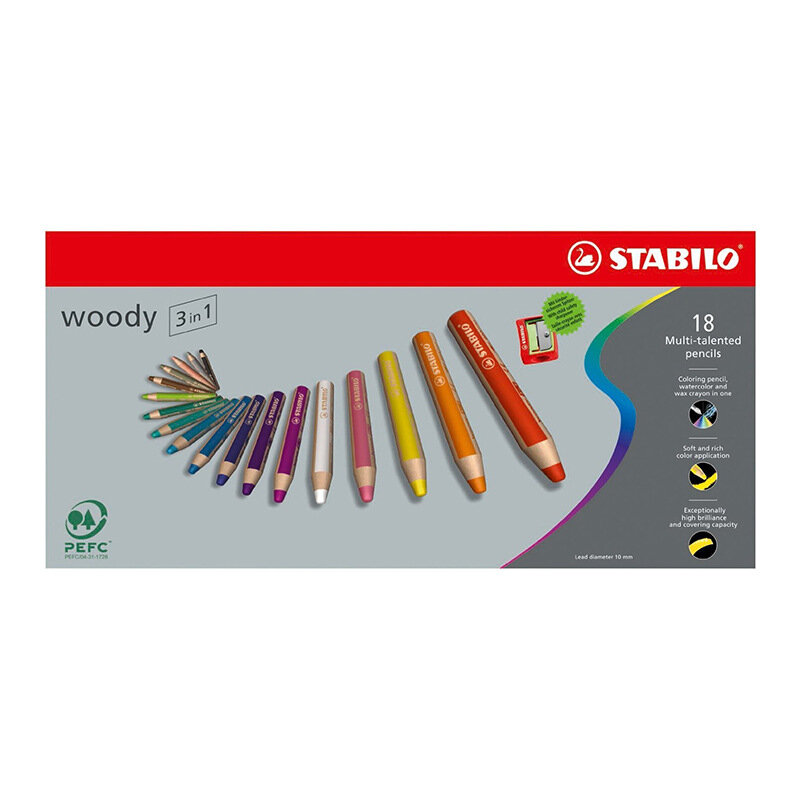 Набор кистей Sibile Woody3 Invincible Le Duo, 18 цветов, HB