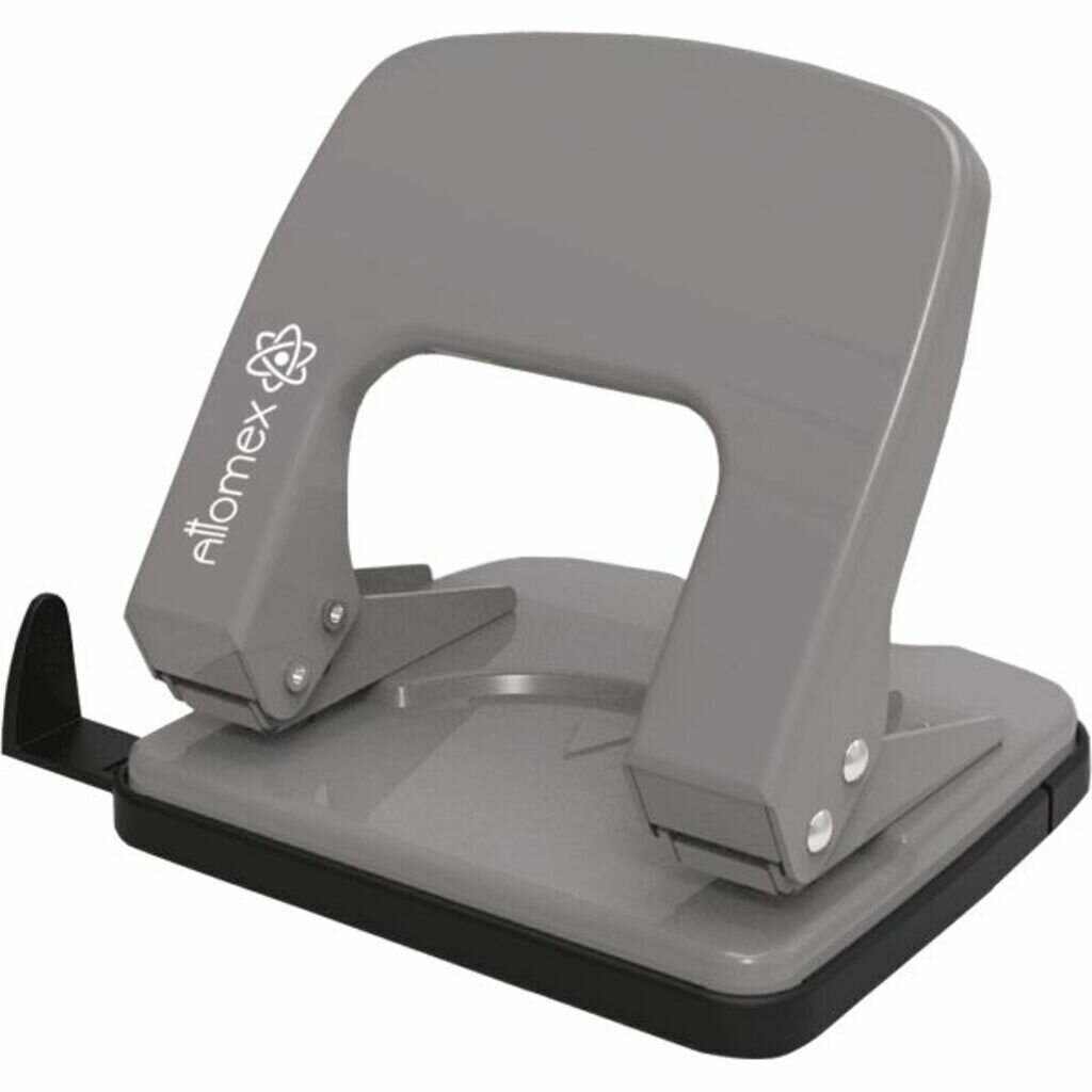 Дырокол Attomex 25 лист, металл, серый, линейка