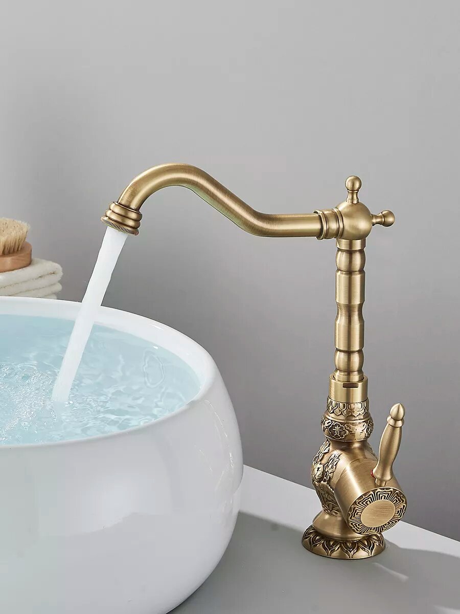 Смеситель для кухни ououfaucet, латунь, поворотный излив, керамический картридж