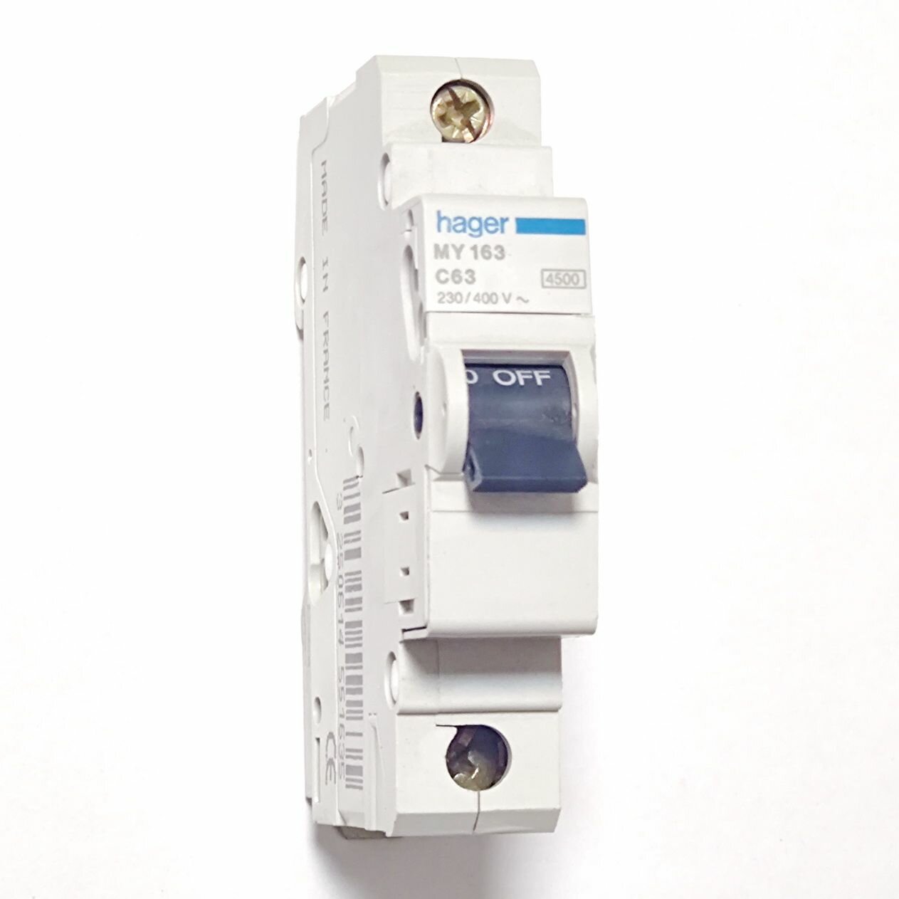 Автоматический выключатель Hager MY163A 1п 63А 4.5кА характеристика C (прошлое поколение)