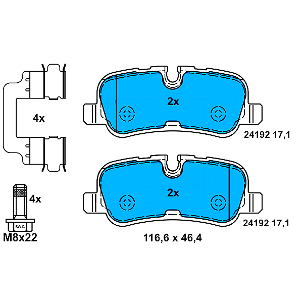 ATE 13.0460-2731.2 (13046027312 / LR015519 / LR015519) колодки зад lrov range rov sport / Discovery (Дискавери) 3.0td / 3.6td / 5.0