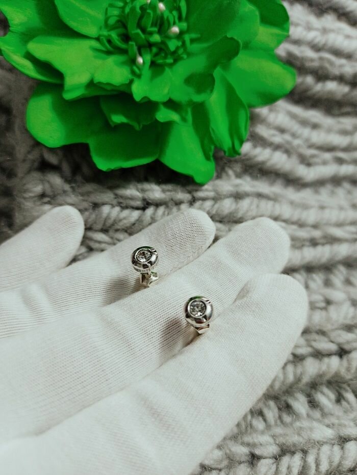 Серьги пусеты, стекло, искусственный камень