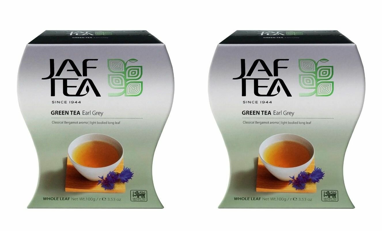 Jaf Tea Зеленый чай Earl Grey, листовой, 100 г, 2 уп