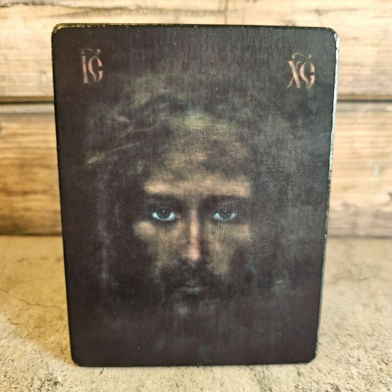 Освященная икона Господь Иисус Христос образ Нерукотворный портрет с плащеницы, 10*14
