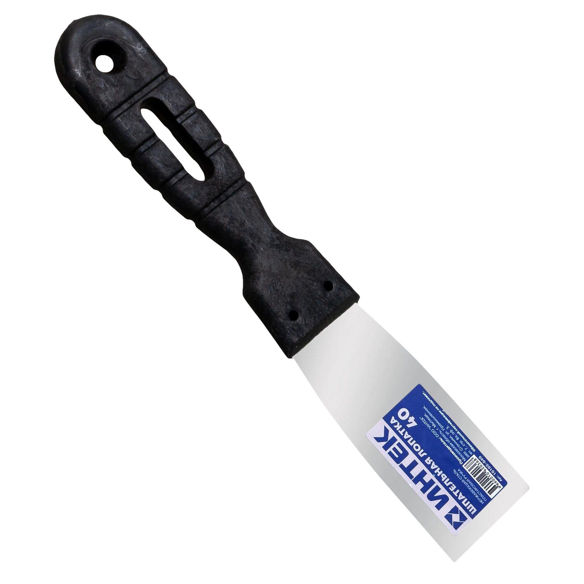 Шпательная лопатка нержавеющая сталь с пластмассовой ручкой 40мм "Интек"