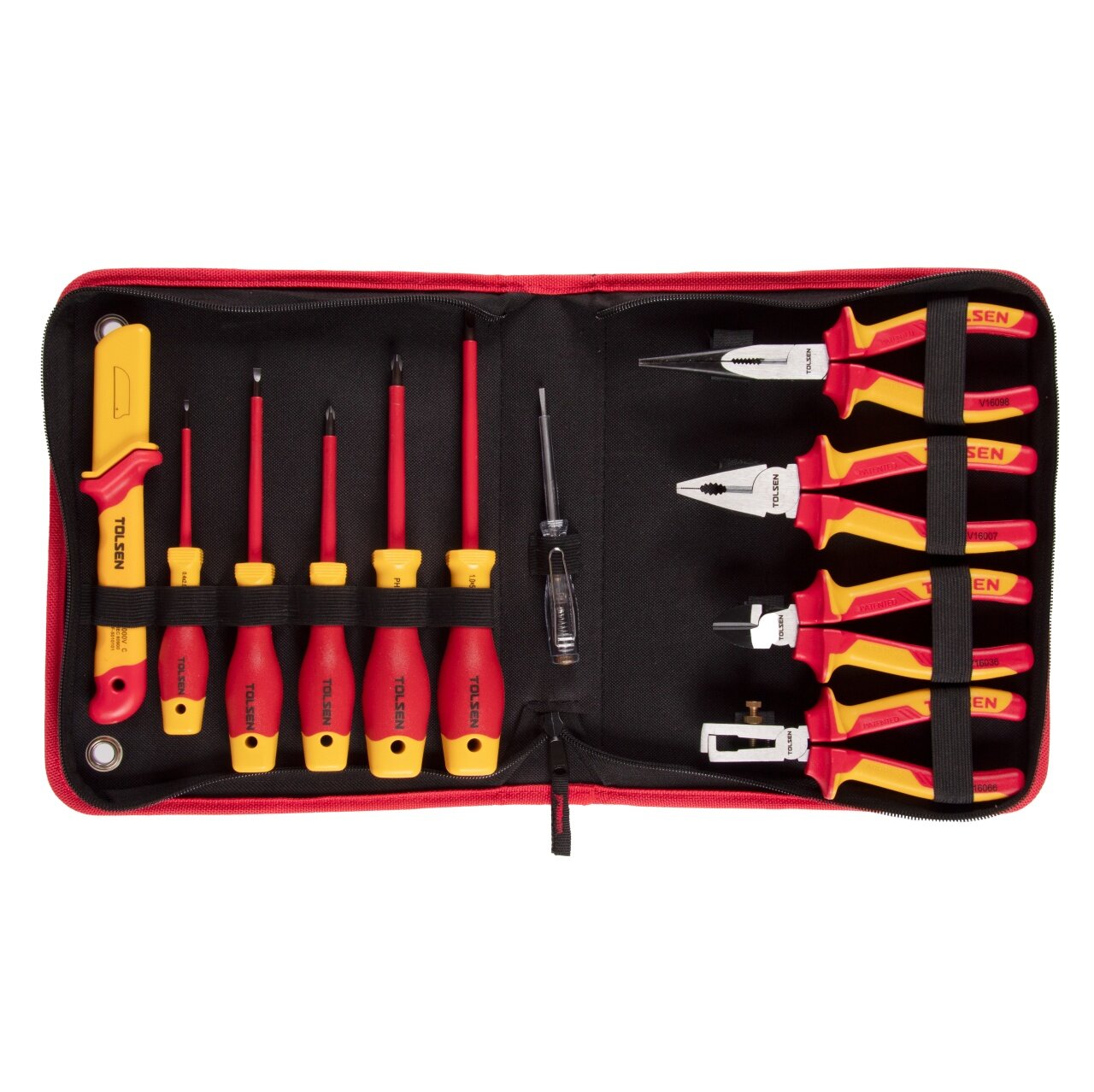 Набор инструментов диэлектрических TOLSEN 11 предмета, в футляре на молнии TTV83411
