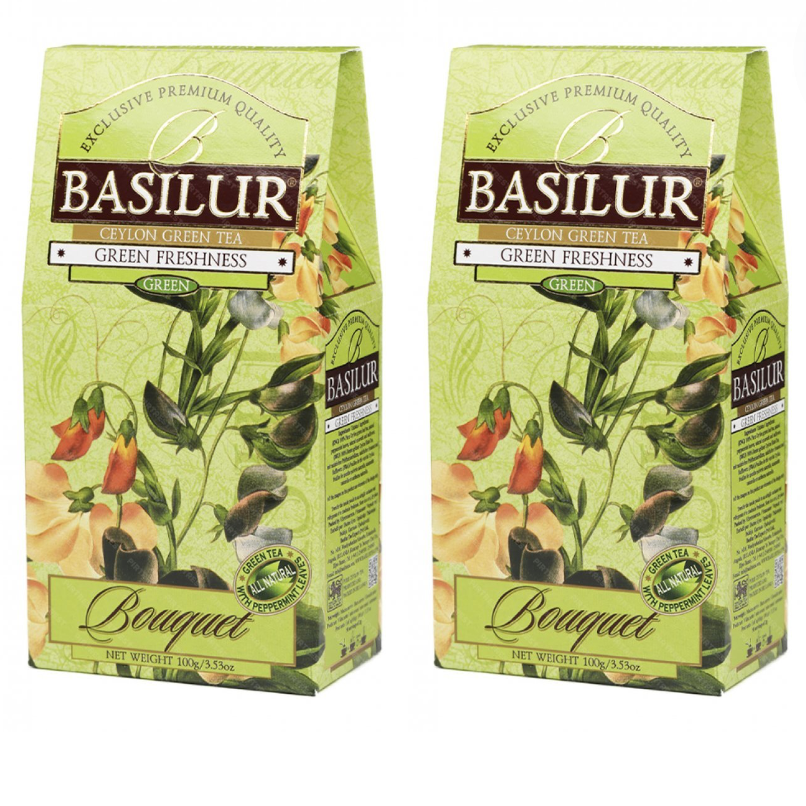 Чай зеленый Базилур Зеленая свежесть 100 грамм 2 штуки