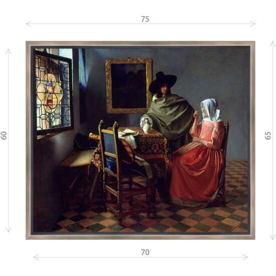 Картина Декор Депо Яна Вермеера Бокал вина Матовый холст в раме 65х75 см