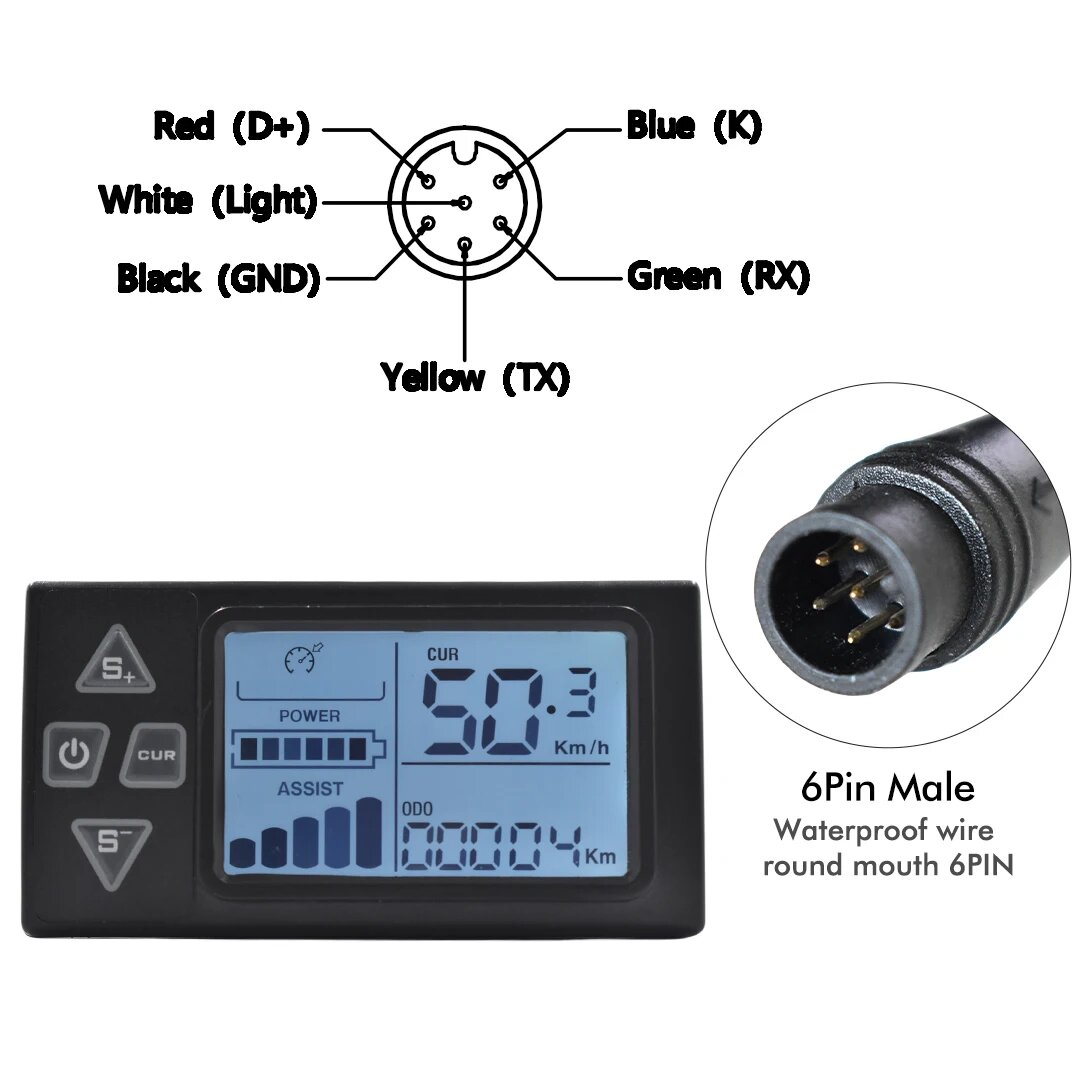 UART 2, многофункциональный ЖК-экран, дисплей для электрического велосипеда, компьютер, велосипед, непромокаемый спидометр, одометр, водонепроницаемый велосипедный дисплей S861 6PIN