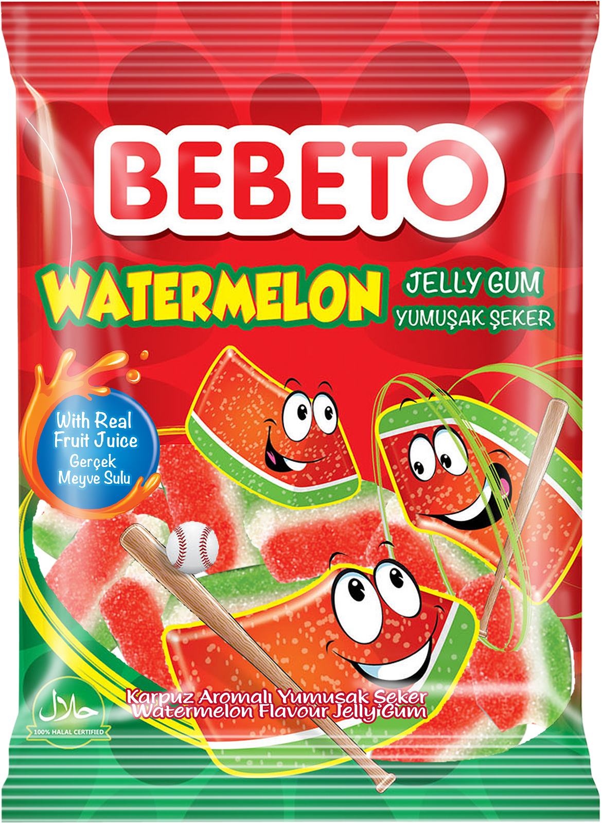 Упаковка из 12 штук Мармелад жевательный Bebeto Watermelon вкус арбуза 70г Турция