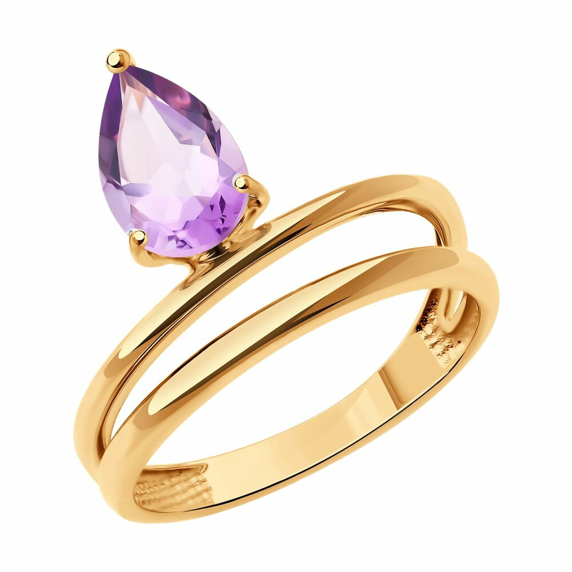 Кольцо, красное золото, 585 проба, аметист