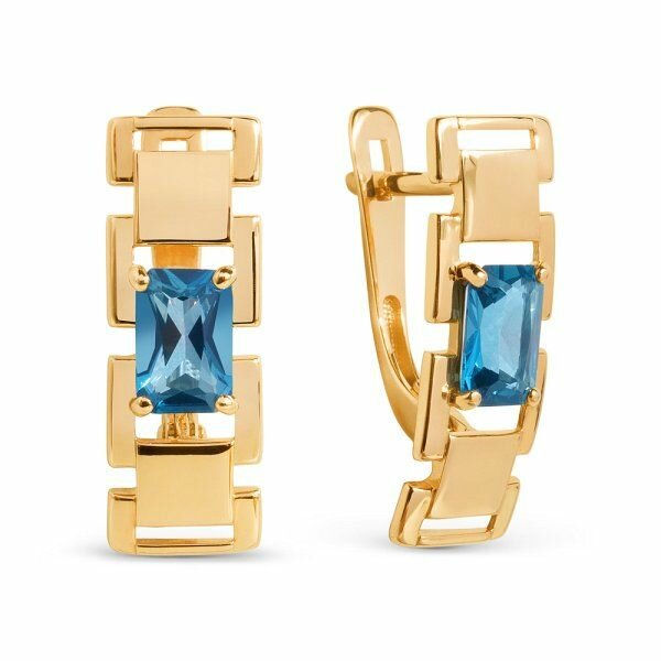 Серьги, красное золото, 375 проба, топаз синтетический
