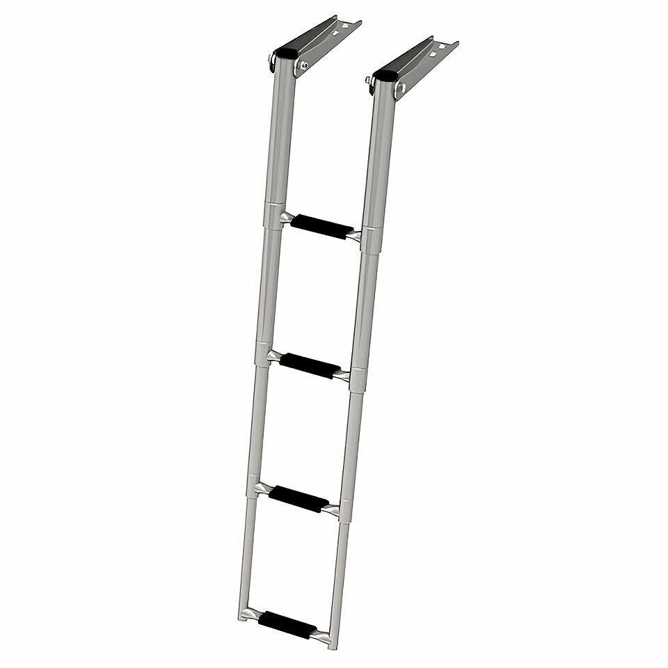 Трап телескопический складной узкий, 4 черных ступени (ширина 264 мм.) (10269506)
