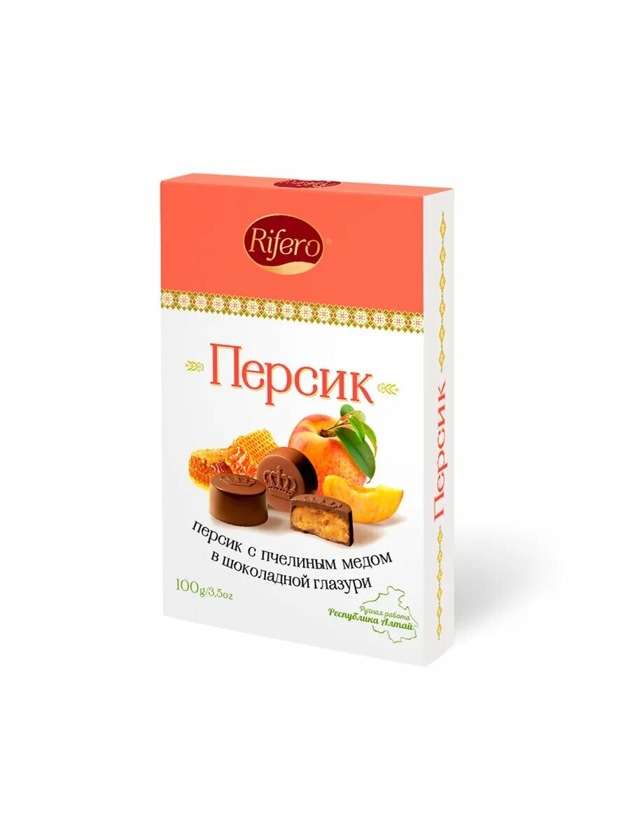 Конфеты Rifero "Персик", с медом, в шоколаде, подарочный набор, 300г — фото 1