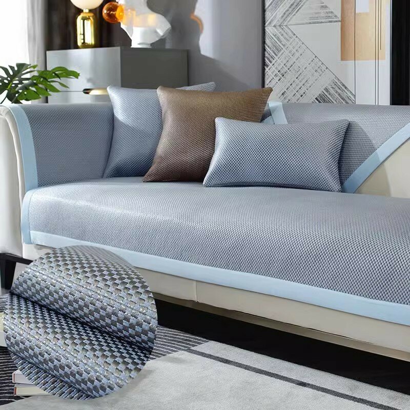 Ледяной виноградный травяной коврик, подушка для дивана, летний стиль, охлаждающий коврик, сидячая подушка, стираемая ледяная шелковая нескользящая накидка на диван, сидячая подушка, ледяная подушка