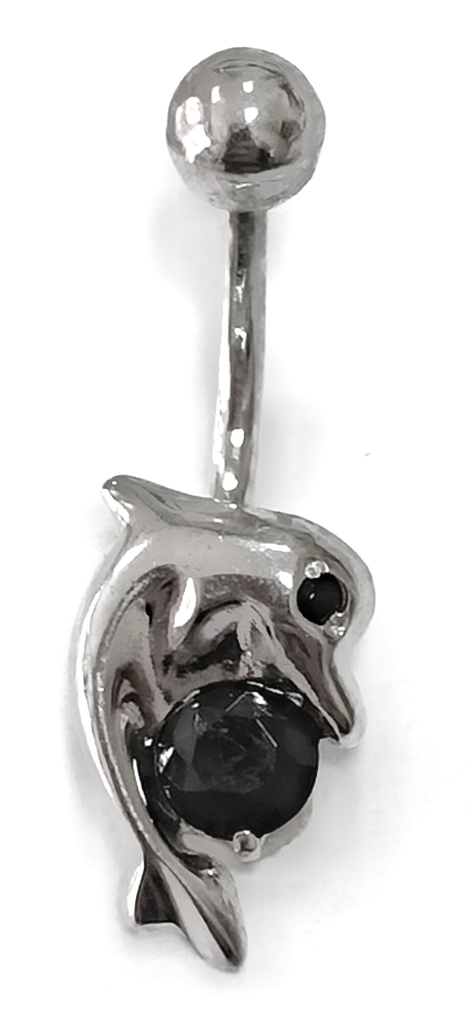 Пирсинг в пупок, серебро, 925 проба, родирование, фианит