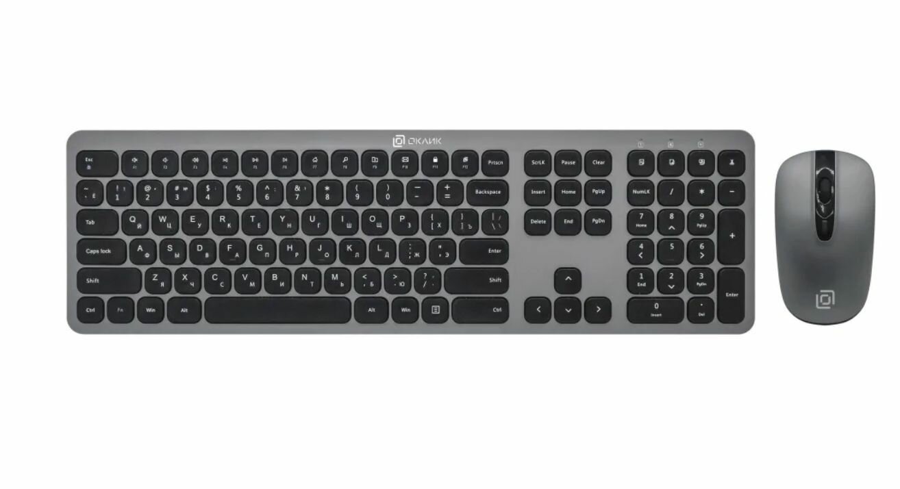 Комплект клавиатура с мышью Oklick 300M 1488402, мембранная, беспроводная