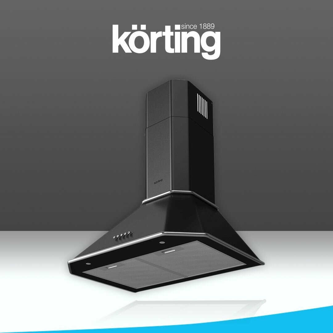Купольная вытяжка Korting KHC 6839 NX ширина 60 см, производительность 850 м3/ч, 3 скорости, матовый черный/хром