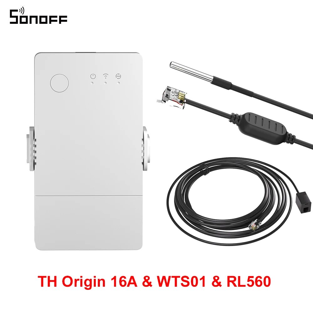 SONOFF TH Origin 16A/20A Умный датчик температуры и влажности 16A WTS01 RL560