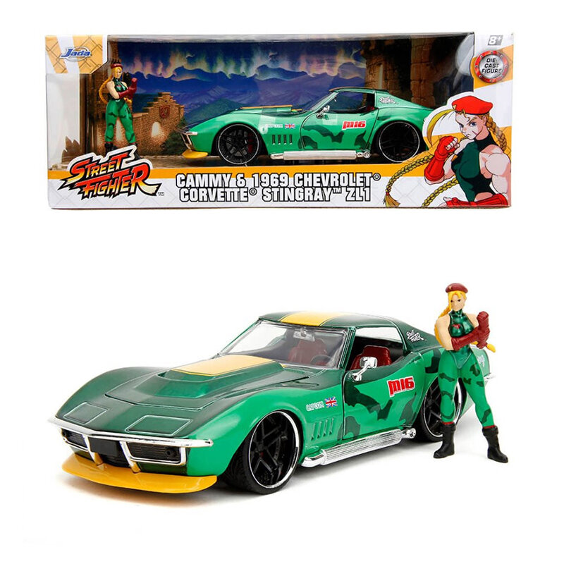Машинка Jada Toys Street Fighter, Cammy & 1969 Chevrolet Corvette Stingray, 1:24 Scale Vehicle & 2.75" Figure