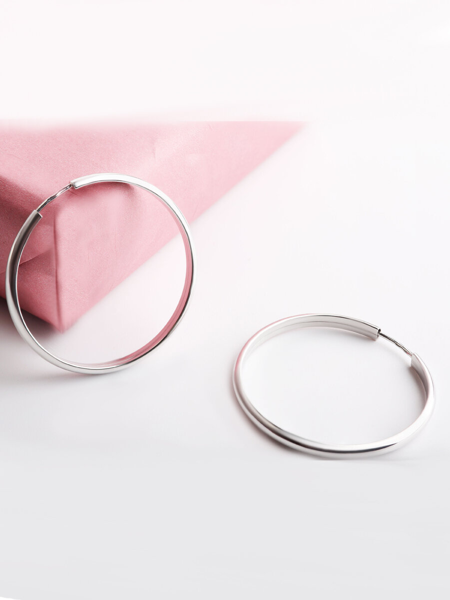 Серьги конго, серебро, 925 проба, родирование