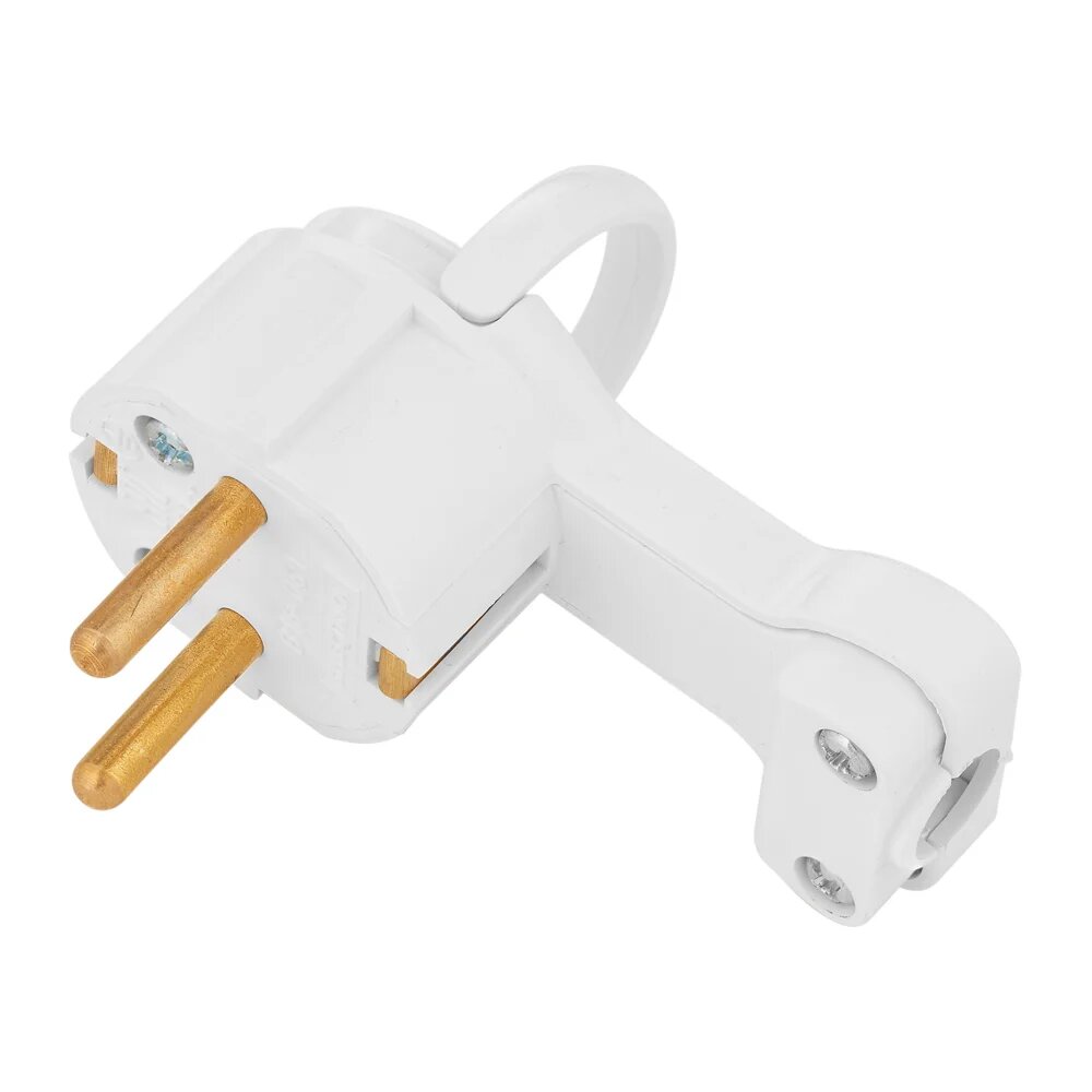 Угловая плоская вилка Bylectrica откидным с кольцом, с землей, 16А, В16-061