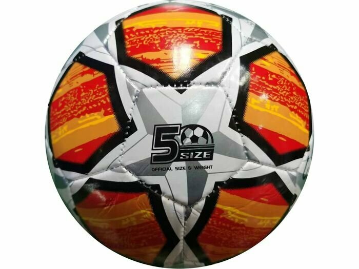 Мяч футбольный №5 (68-70см, PVC, белый с красным, в пакете) МБ-2417, (Рыжий кот)