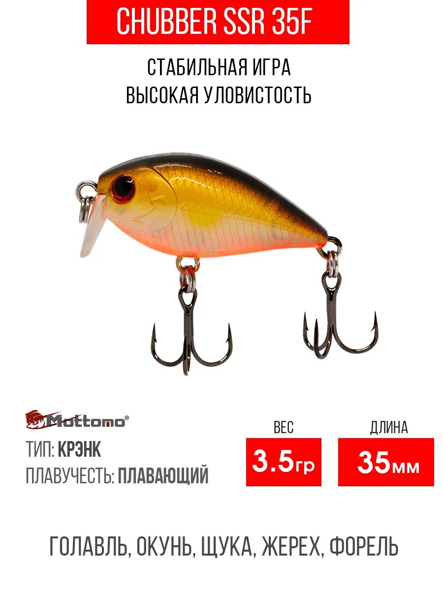 Воблер для рыбалки Chubber SSR 35F 3,5g приманка окуня, щуку, сома