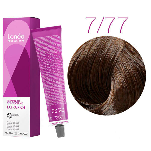 Londa Permanent Color Creme Стойкая крем-краска для волос 7/77 Блонд интенсивный коричневый, 60 мл