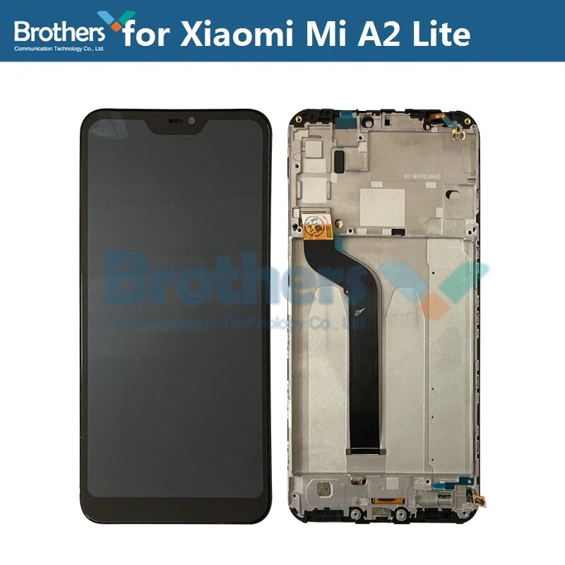 ЖК-экран для Xiaomi Mi A2 Lite A2Lite Redmi 6 Pro, ЖК-дисплей для Xiaomi M1805D1SG, Black with Frame
