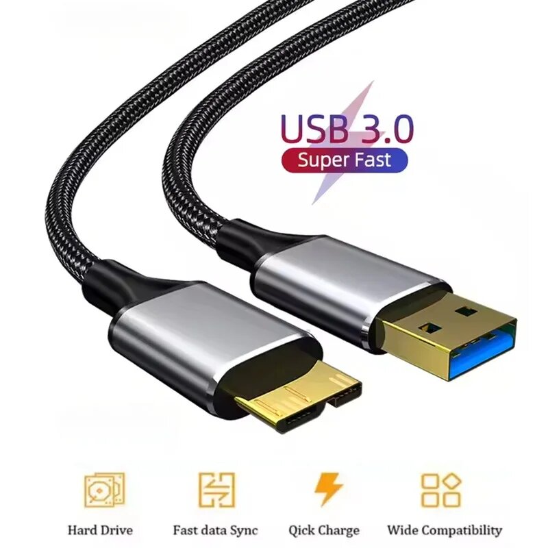 FUCHU Кабель USB 3.0 Type-C для внешнего HDD 0.5m, black
