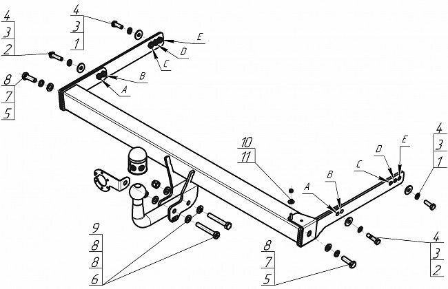 Фаркоп с эл-кой Smart для Volkswagen Tiguan, Skoda Kodiaq, Yeti, Audi Q3 (оцинкованный шар)(паспорт и сертификат в комплекте) V101A. Автостандарт