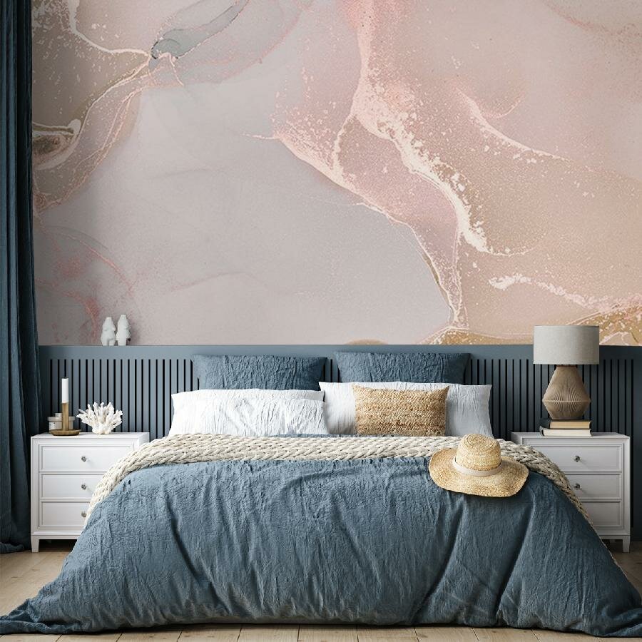 Фотообои Розовый флюид с золотом 9-1501-S-Флок 270 x 200 см (ВхШ) Бесшовные, флизелиновые, влагостойкие обои MasterFresok