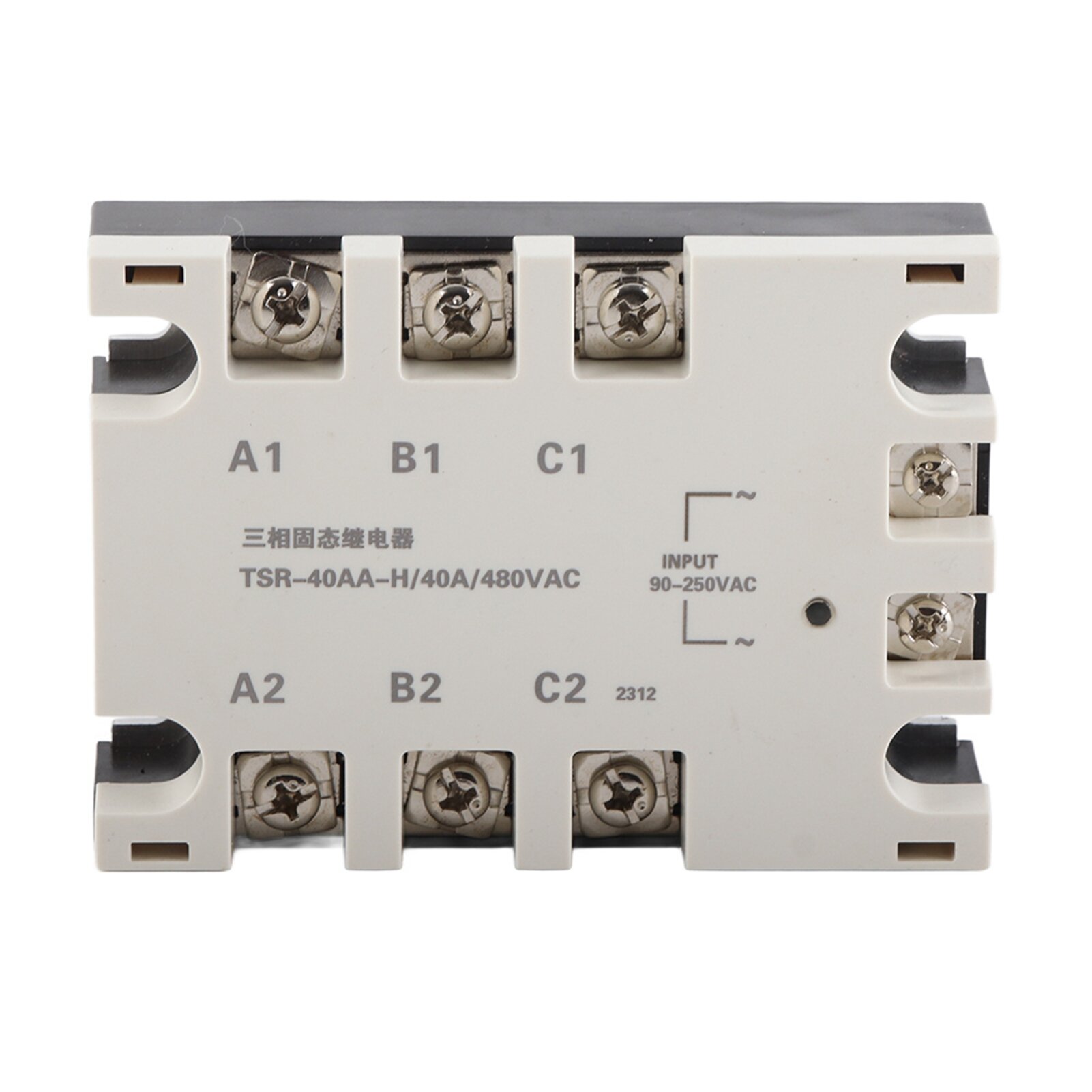 Трехфазное твердотельное реле переменного тока 40 А, вход SSR, напряжение нагрузки 90–250 В переменного тока, напряжение нагрузки 24–480 В переменного тока, TSR–40AA H.