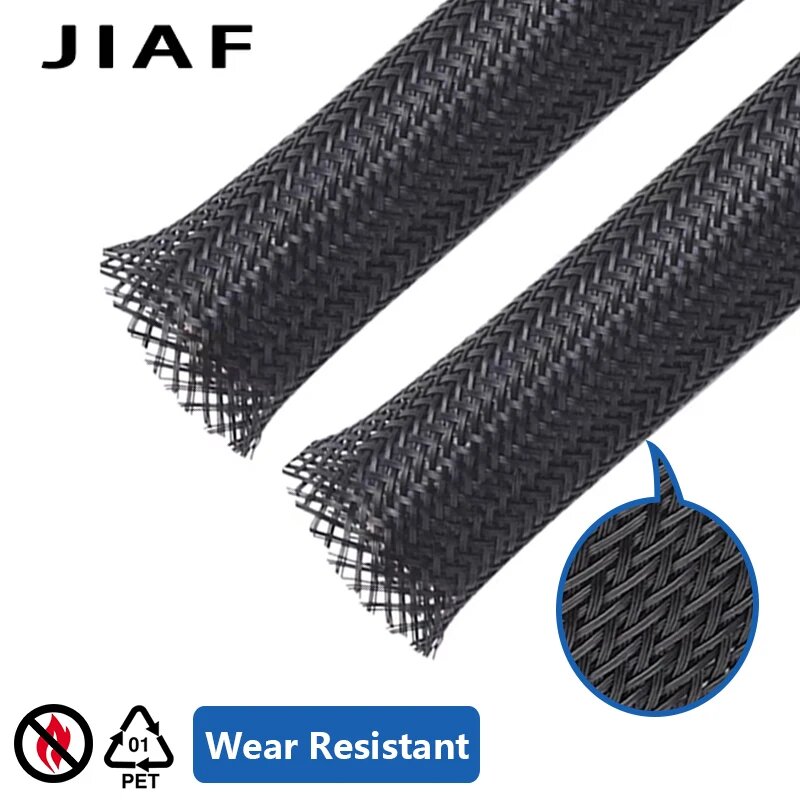 Прямая поставка, 1/5/10 м, черный изолированный плетеный рукав, 4/6/8/10/12/16/20 мм, нейлоновый провод из ПЭТ, защитный кабельный ввод, расширяемый проводной рукав