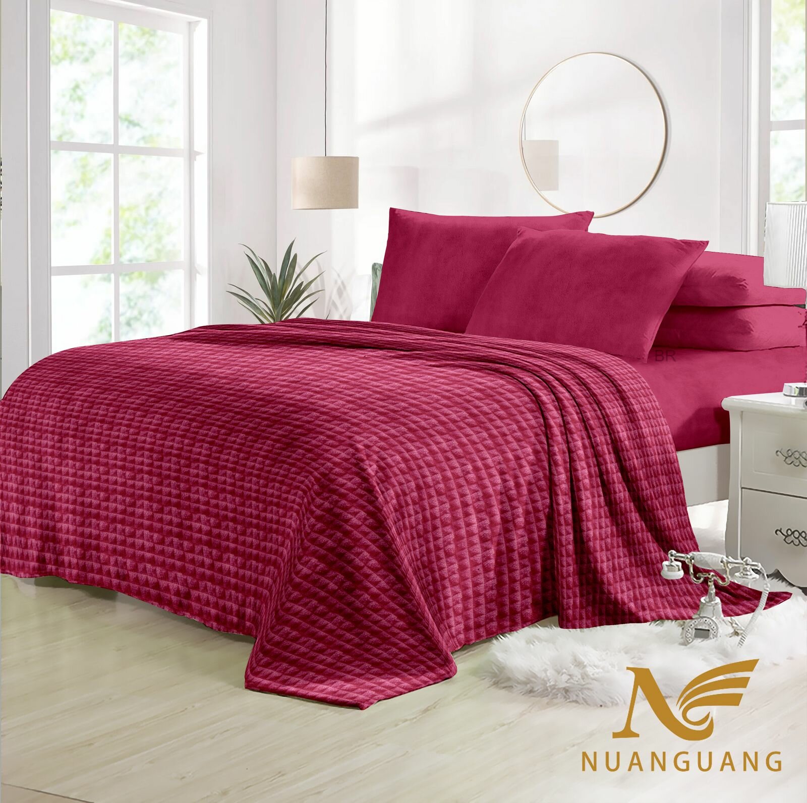 Плед-покрывало "Кубик" 200x220, красный