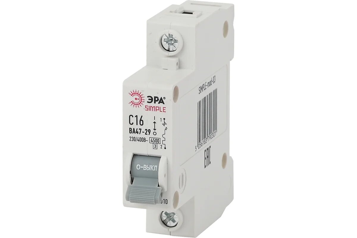 Выключатель автоматический модульный 1п C 16А 4.5кА ВА 47-29 SIMPLE-mod-03 ЭРА Б0039220