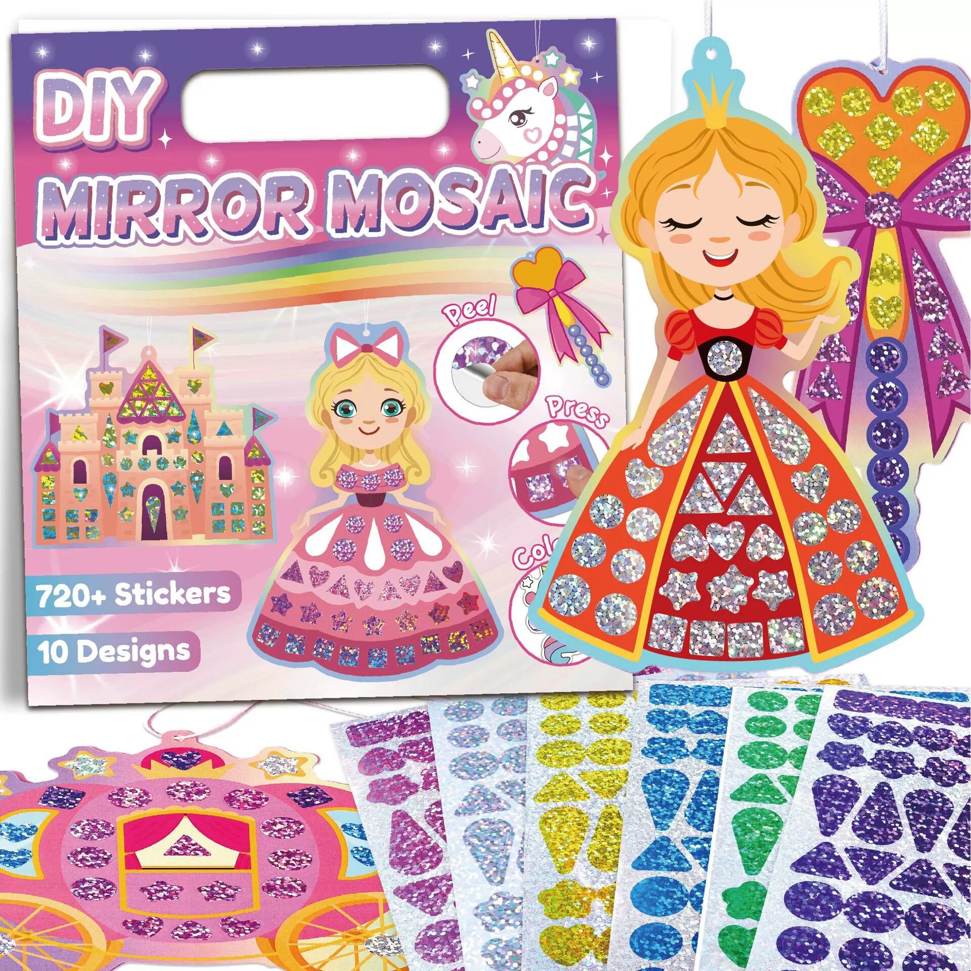 Набор мозаичных наклеек Принцесса, для детского творчества, princess mosaic sticker set