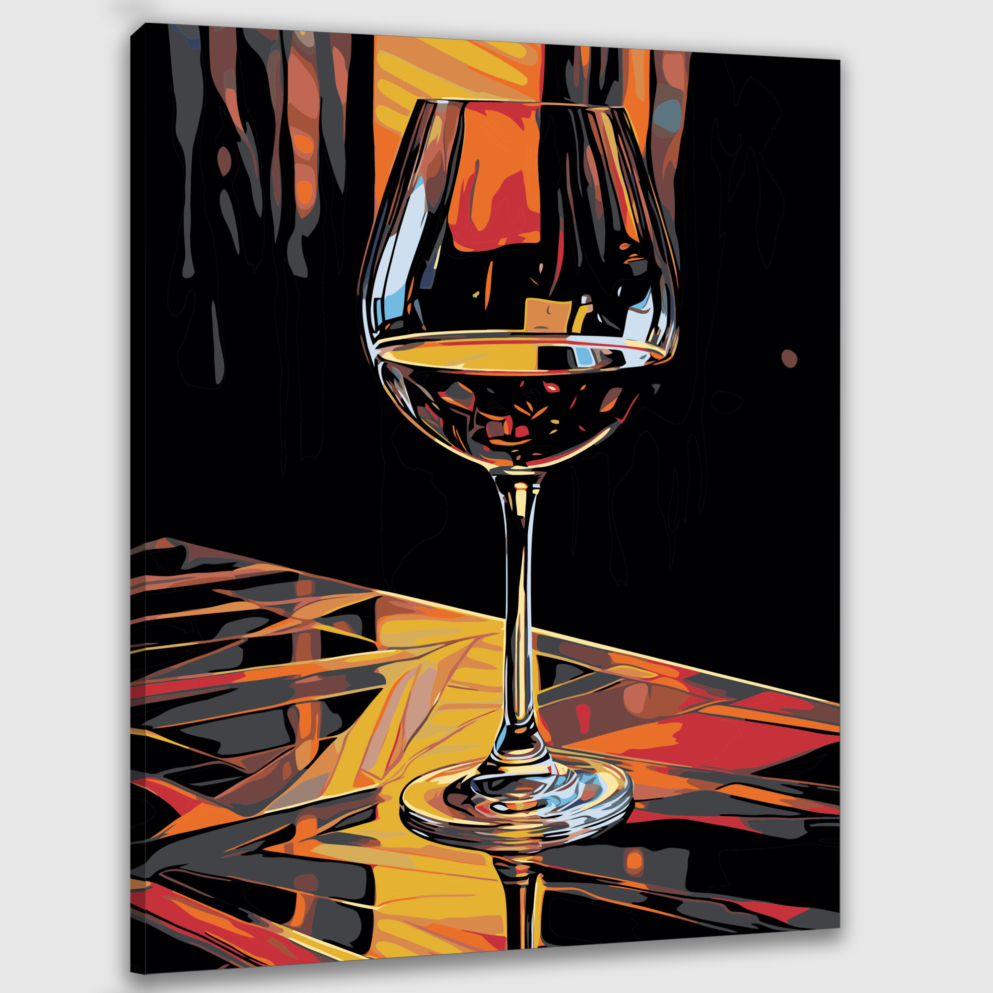 Картина по номерам 40x50 см, фотография, бокал, вино, стол, абстрактное искусство, отражения, прозрачность, узоры