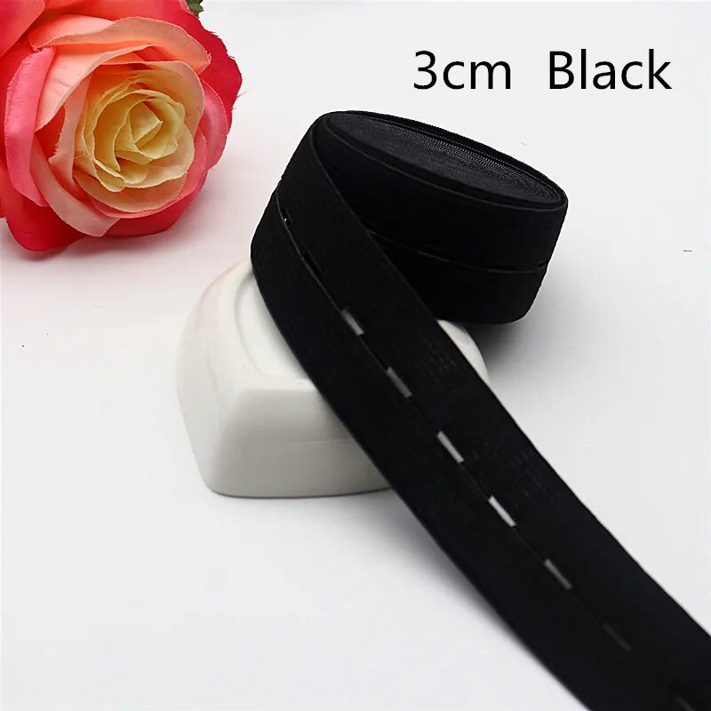 Плоская эластичная лента Elastiekjes 18 мм, 1 метр Черный, black 30mm 1m