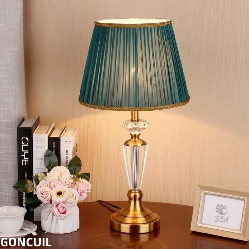 Лампа настольная GONCUIL H407, E27, 40 Вт, IP20, тканевый плафон, тёмно-зелёная