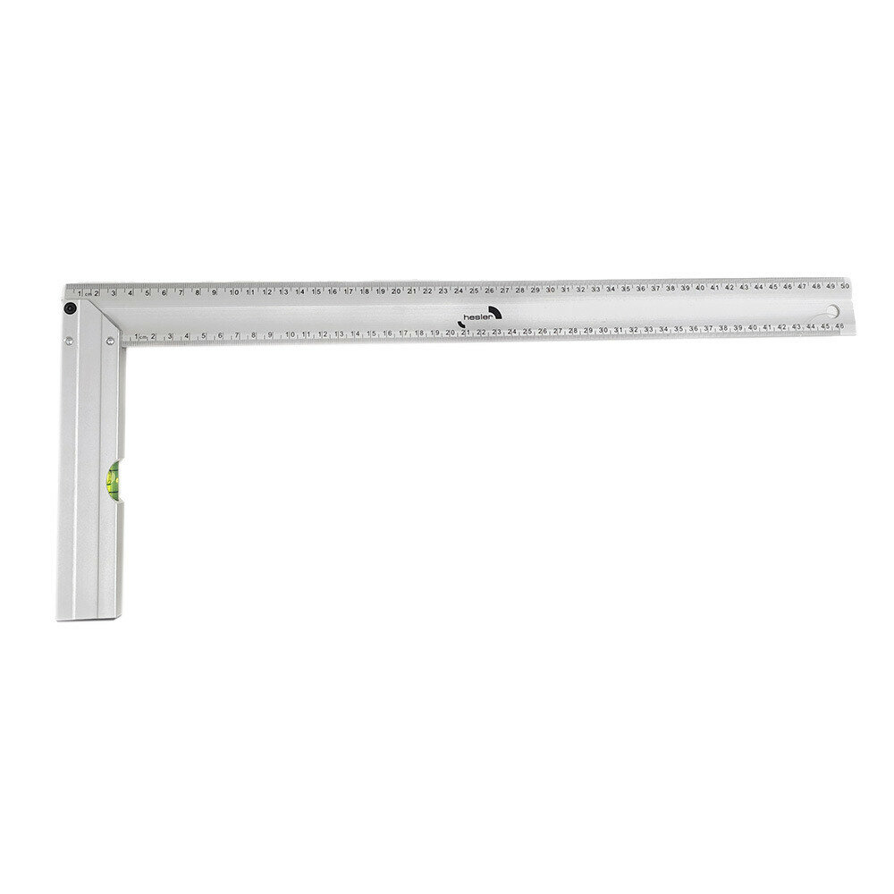 Угольник строительный Hesler 500 мм с уровнем алюминиевый