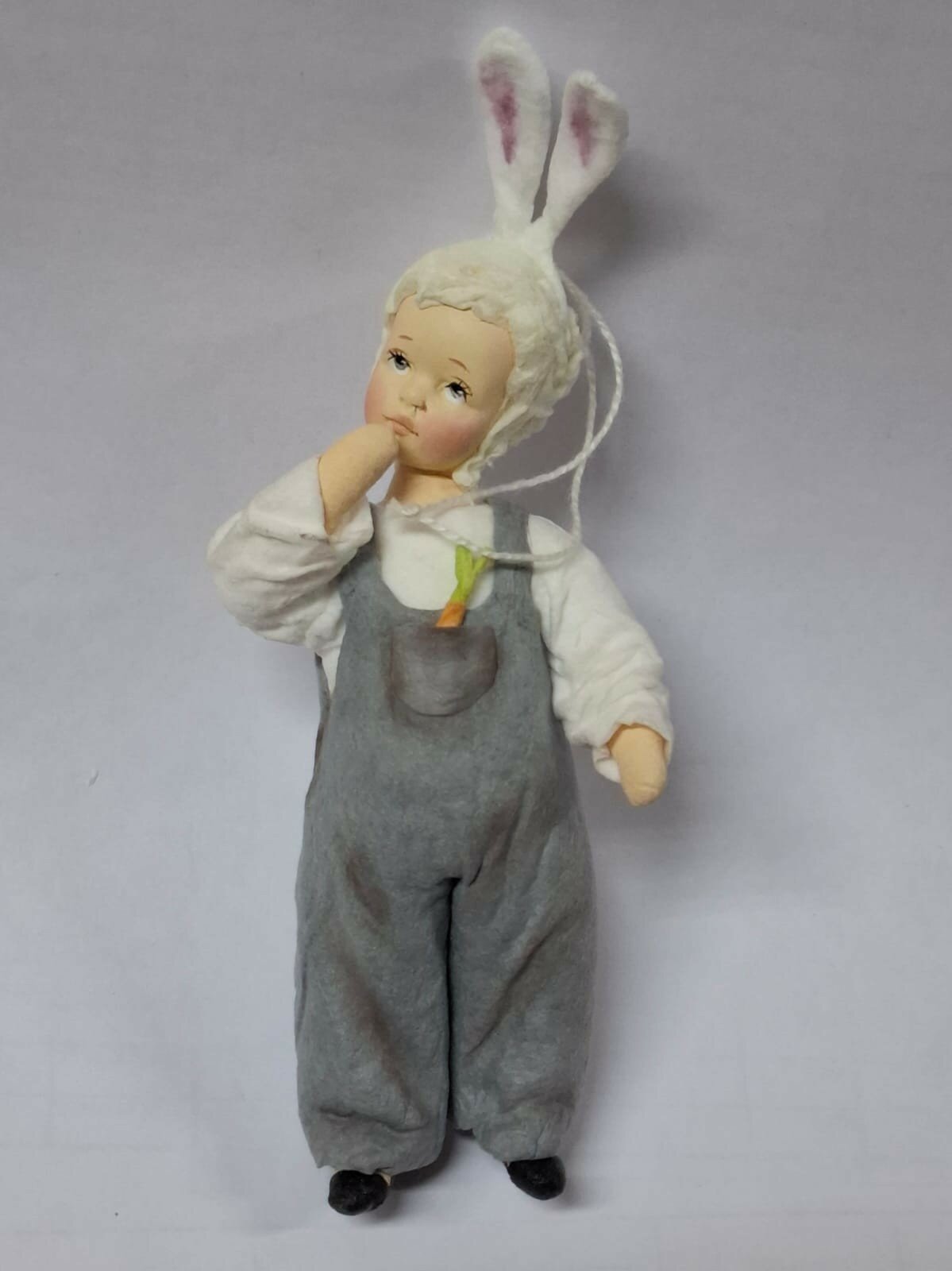 Игрушка на елку Мальчик-зайчик (вата) 12см