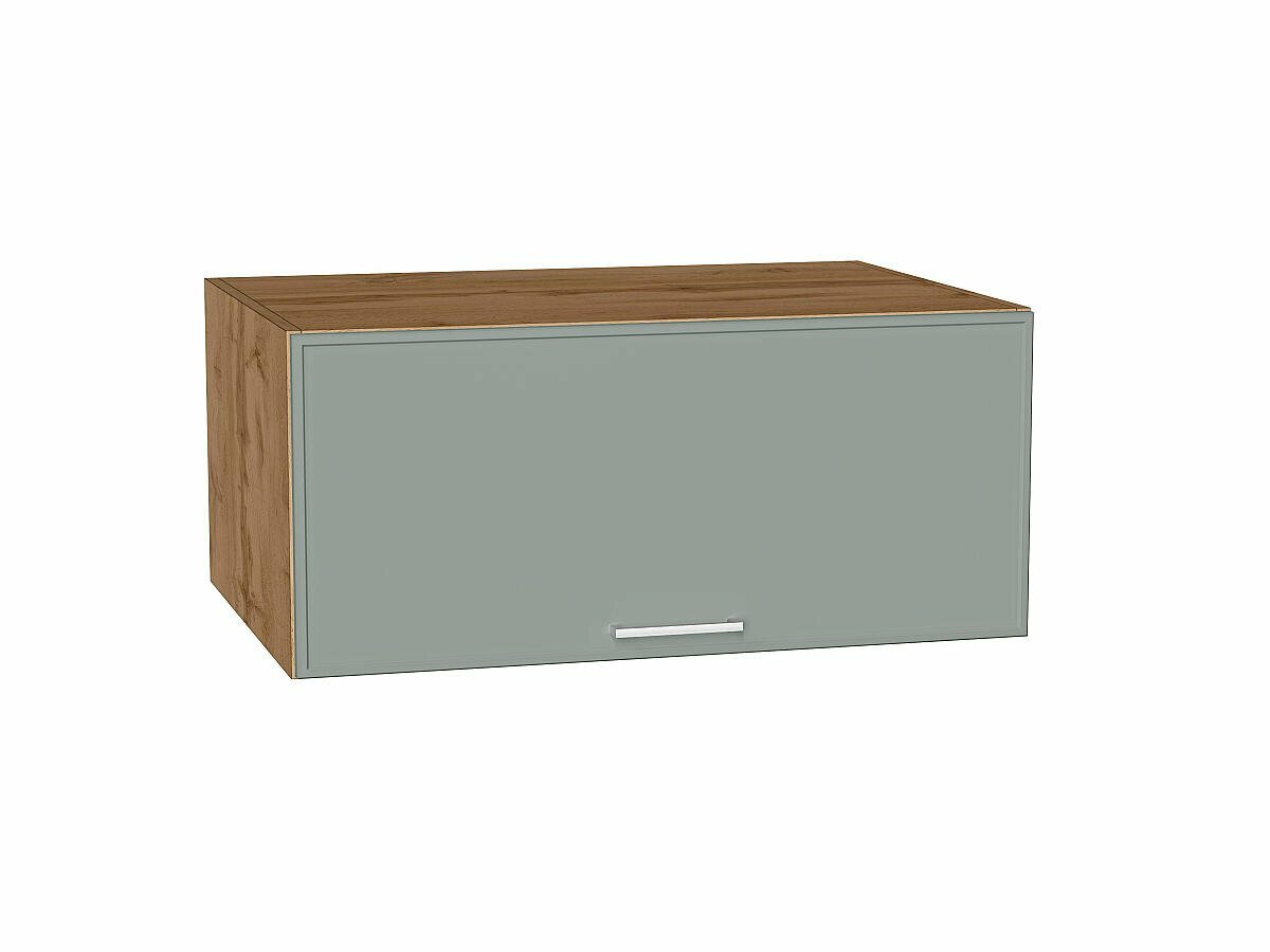 Шкаф верхний горизонтальный глубокий Квадро, цвет фасада Аквамарин, цвет каркаса Дуб Вотан, 358*800*577 мм