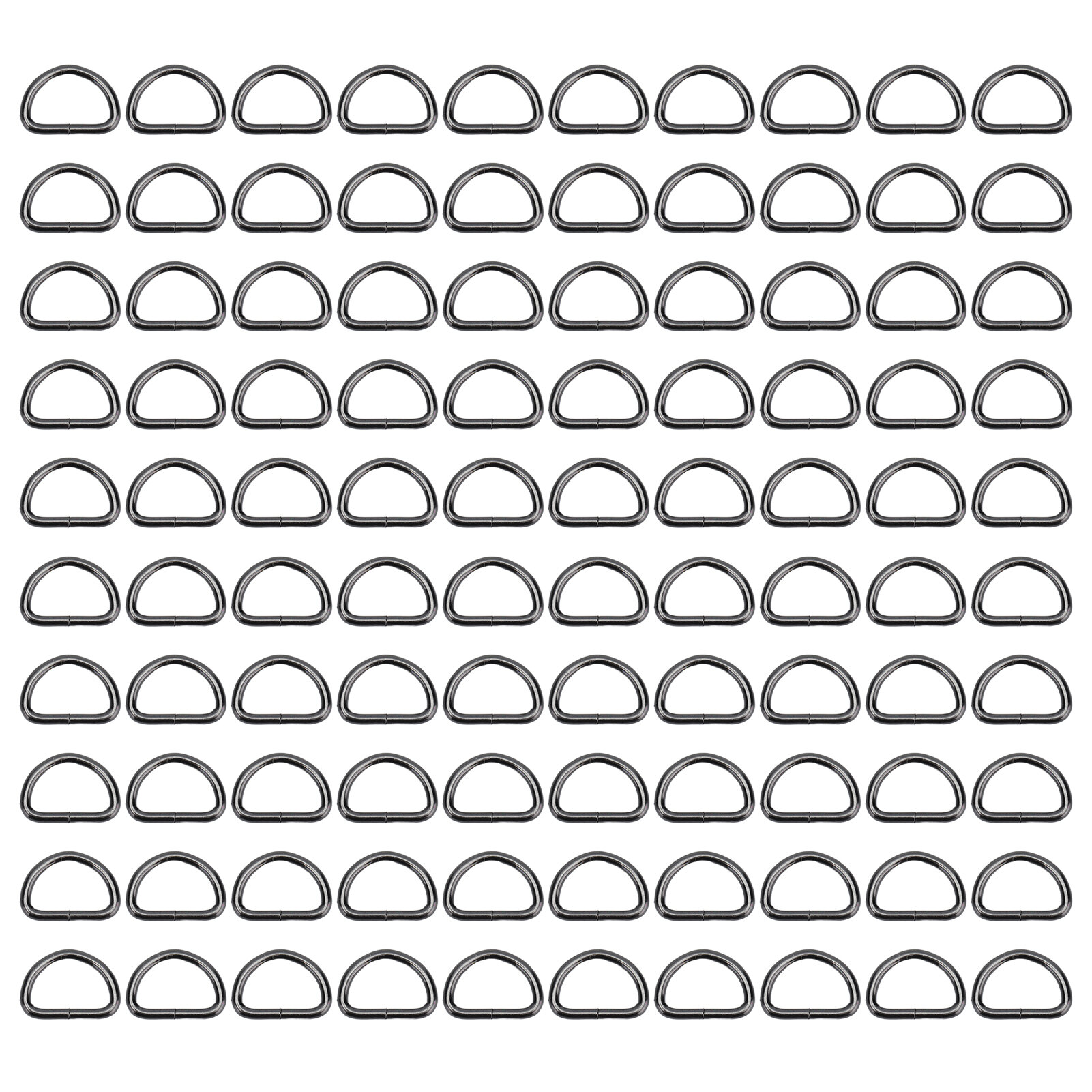 100 шт. D-образных колец из железа, изысканный, прочный, широко применяемый металлический D-образный комплект для одежды, рюкзака, сумки, серого цвета