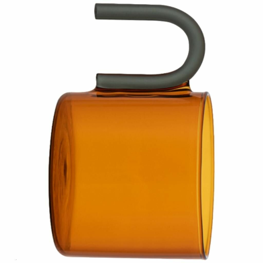 Стеклянная кофейная кружка для капучино 300 мл с ручкой безопасная для посудомоечной машины, янтарь