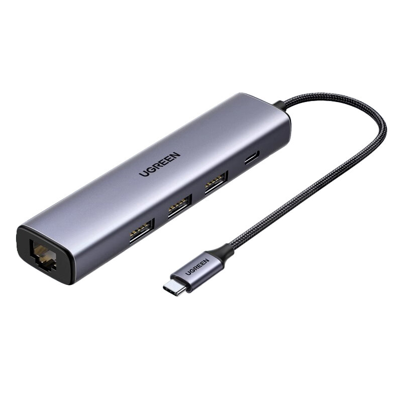 Док-станция UGREEN 5-in-1, gigabit ethernet port, PD, USB 3.0 x3, цвет 20932