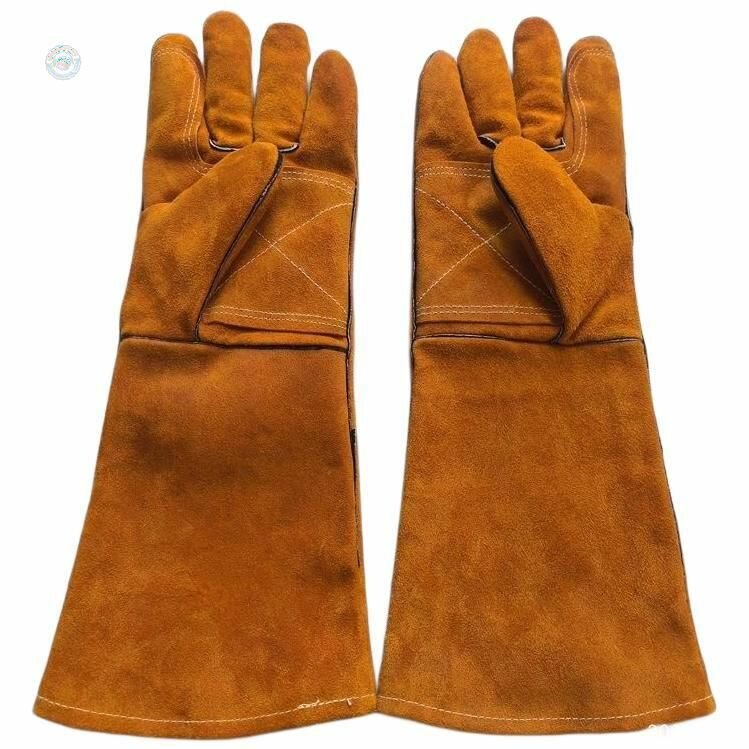 Длинные сварочные перчатки 16 дюймов, двухслойные кожаные, огнестойкие и термостойкие, износостойкие рабочие перчатки для сварки, гриля, камина и мастерской