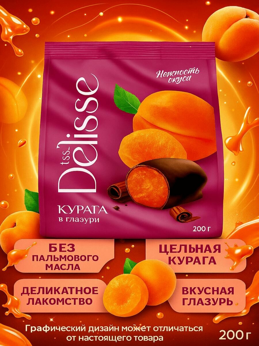 Конфеты DELISSE Курага в глазури (Россия) 200г